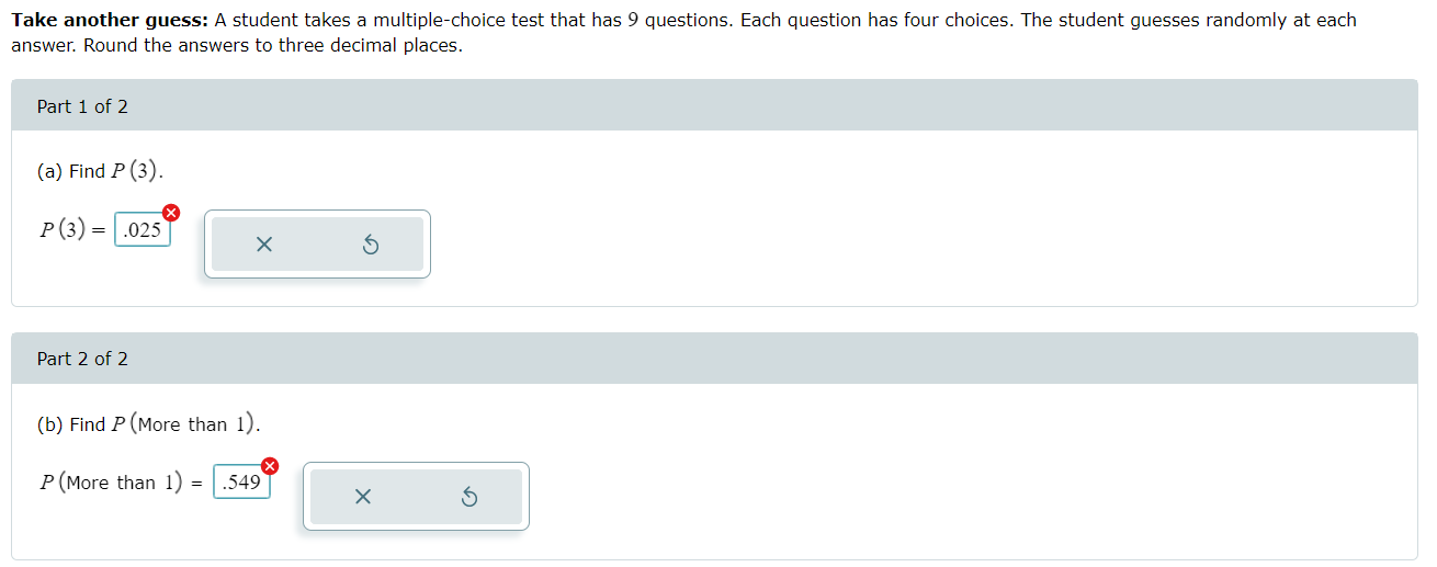 Solved Take another guess: A student takes a multiple-choice | Chegg.com