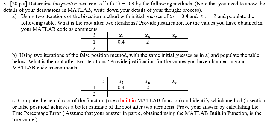 Solved 3. [20 pts] Determine the positive real root of | Chegg.com