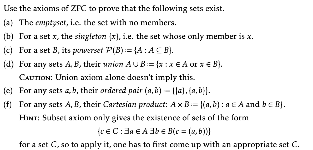 Solved Use the axioms of ZFC to prove that the following | Chegg.com