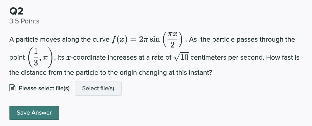 Solved A particle moves along the curve f(x)=2πsin(2πx). As | Chegg.com