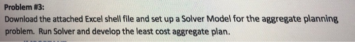 Solved Problem #3: Download the attached Excel shell file | Chegg.com