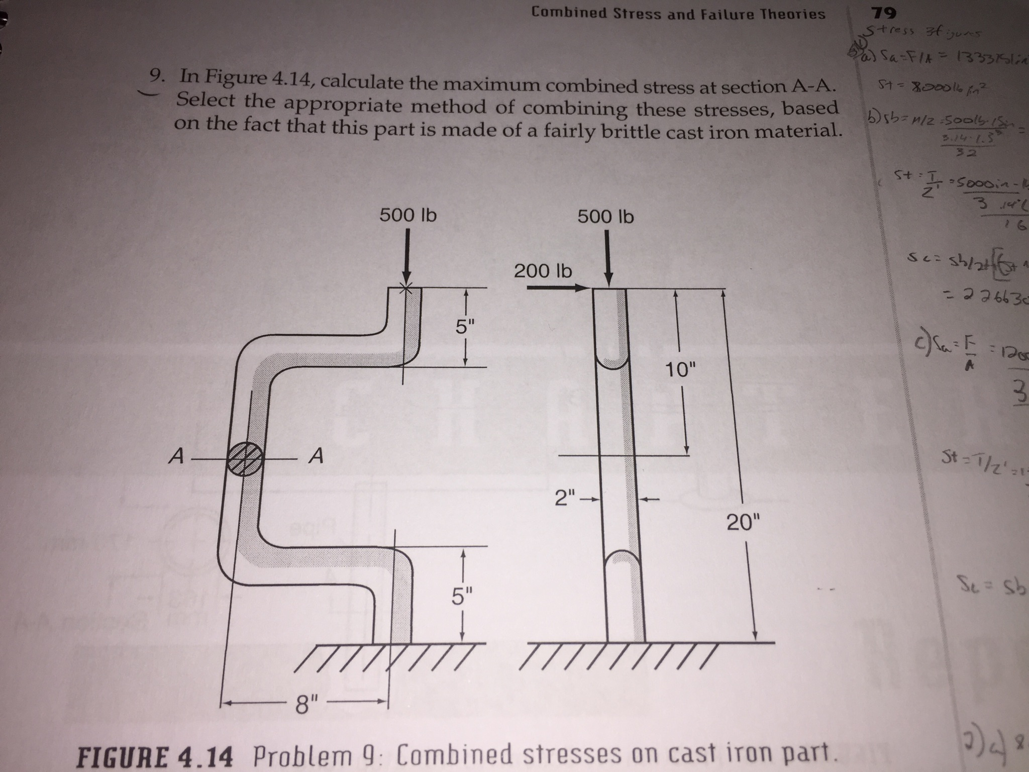 Solved Calculate the maximum combined stress at section A-A. | Chegg.com