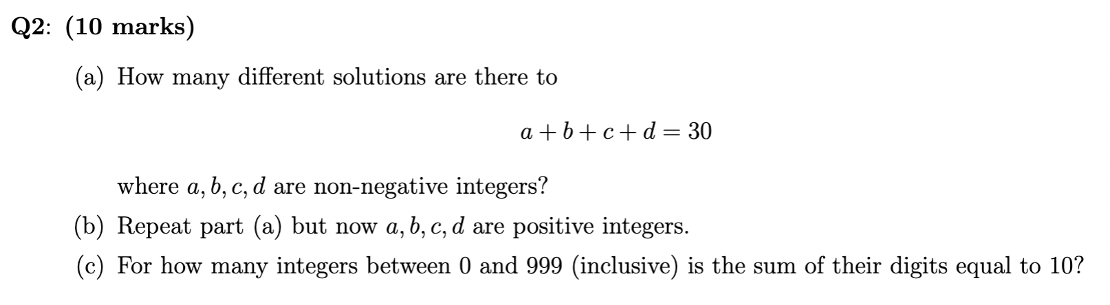 Solved (a) How many different solutions are there to | Chegg.com