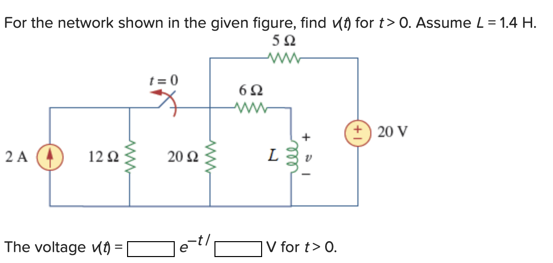 Solved For the network shown in the given figure, find v(t) | Chegg.com