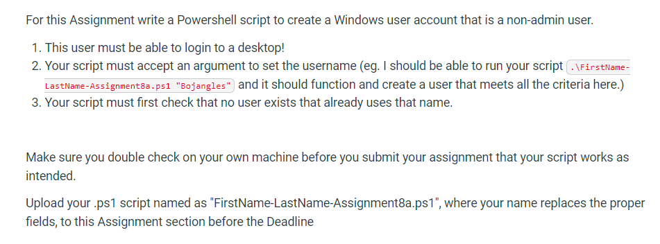 Solved For this Assignment write a Powershell script to | Chegg.com