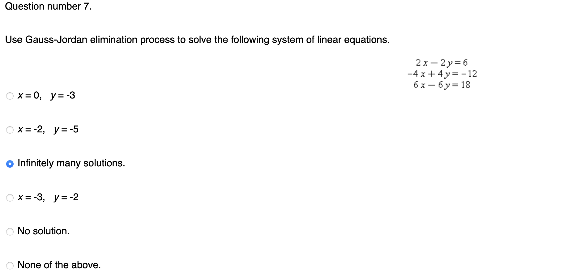 Solved Question number 7.Use Gauss-Jordan elimination | Chegg.com