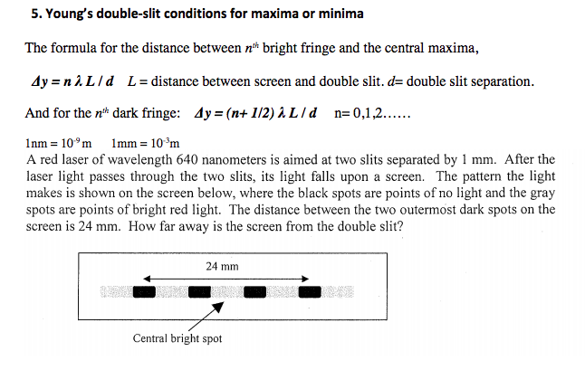Solved 5. Young's double-slit conditions for maxima or | Chegg.com
