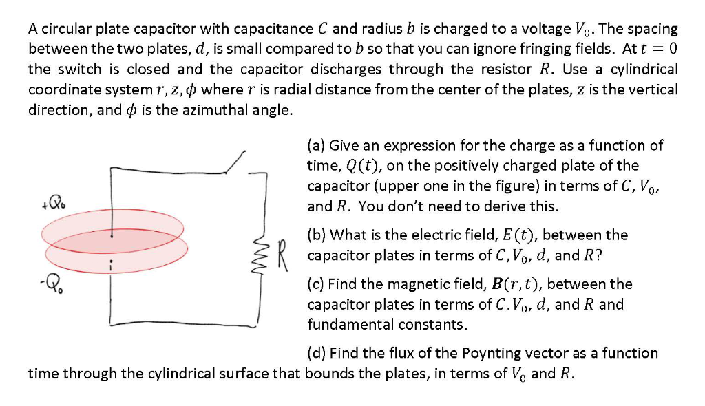 Solved A circular plate capacitor with capacitance C and | Chegg.com