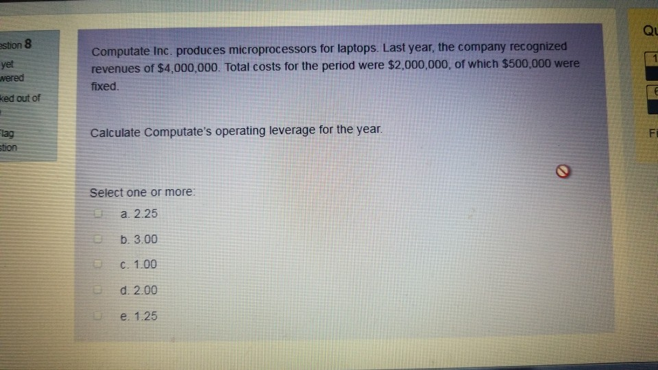 Solved Qu Computate Inc. produces microprocessors for | Chegg.com