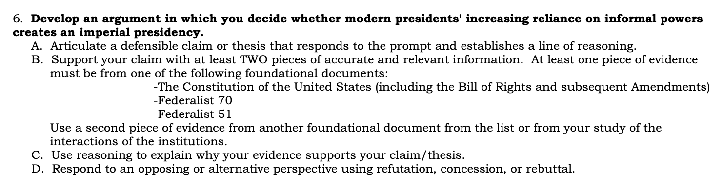 6. Develop an argument in which you decide whether | Chegg.com