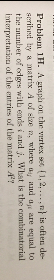 Solved Problem 1H. A graph on the vertex set {1,2,…,n} is | Chegg.com
