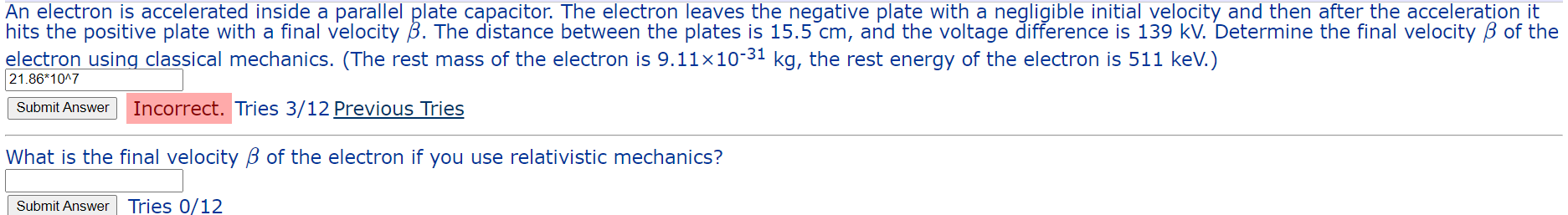 Solved An electron is accelerated inside a parallel plate | Chegg.com