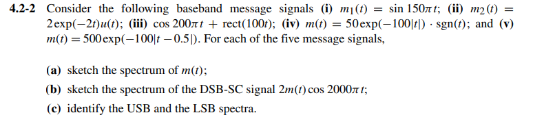 Solved -2 Consider the following baseband message signals | Chegg.com
