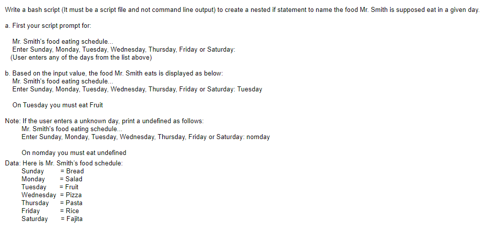 Solved Write a bash script (It must be a script file and not | Chegg.com
