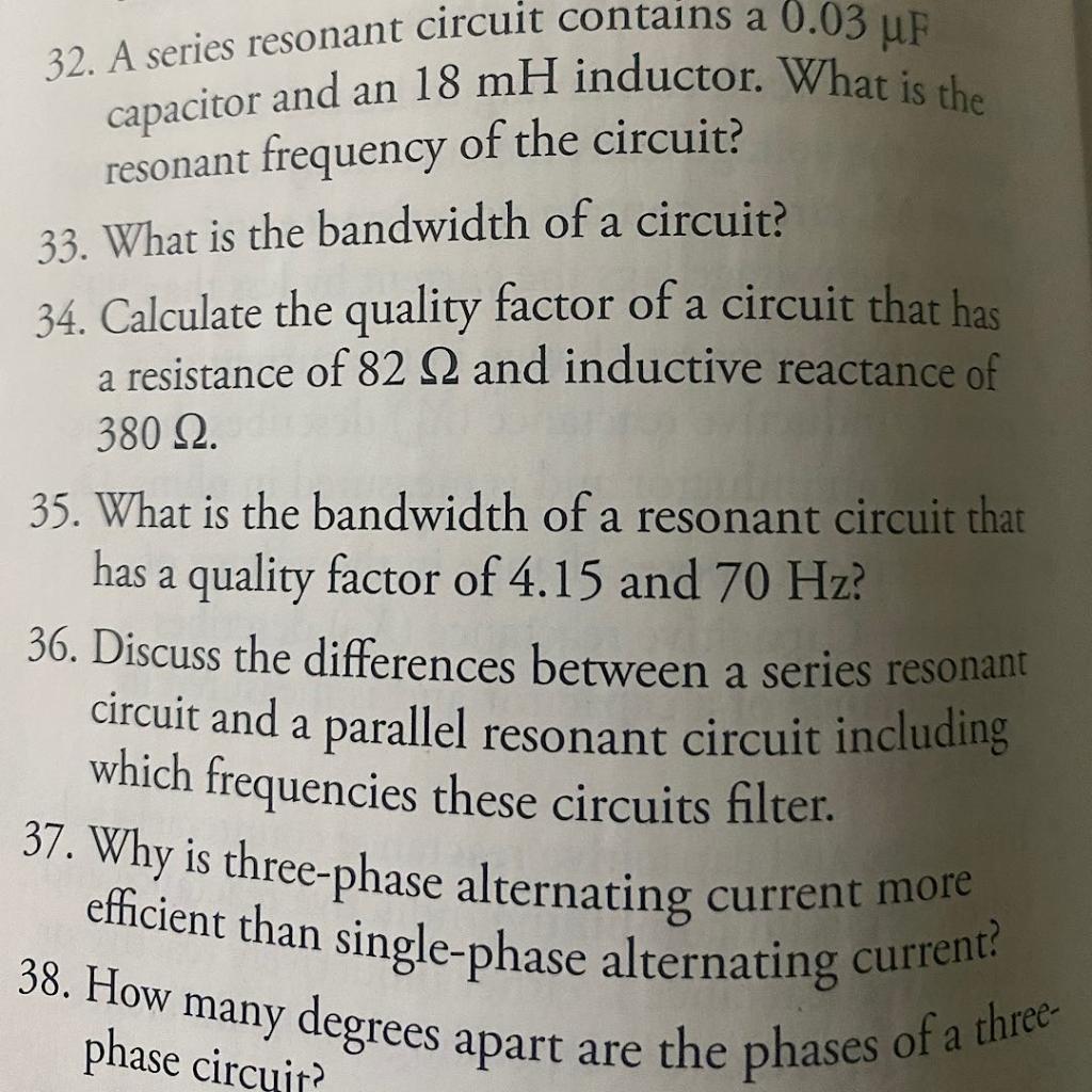 Solved 32. A series resonant circuit contains a 0.03μF | Chegg.com
