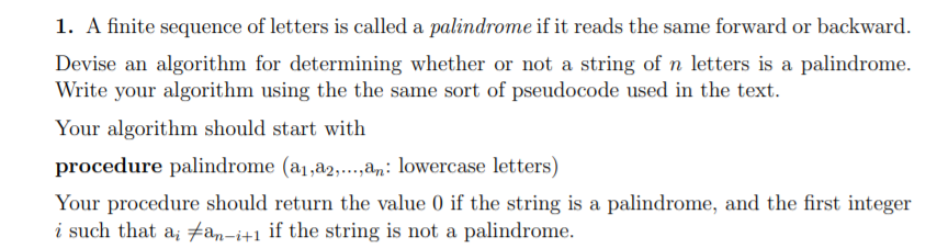 Solved 1. A finite sequence of letters is called a | Chegg.com