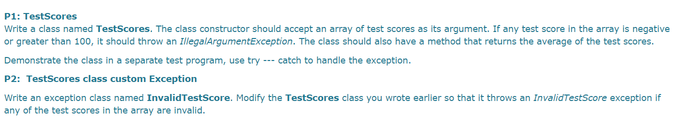 Solved P1: TestScores Write a class named TestScores. The | Chegg.com