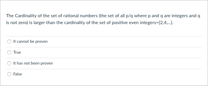 Solved The Cardinality of the set of rational numbers (the | Chegg.com