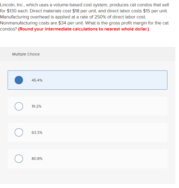 Solved Lincoln, Inc., which uses a volume-based cost system, | Chegg.com
