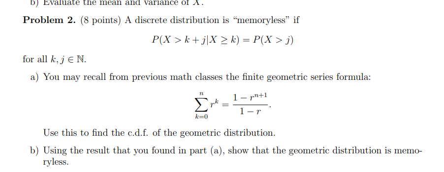 Solved Problem 2. (8 points) A discrete distribution is | Chegg.com