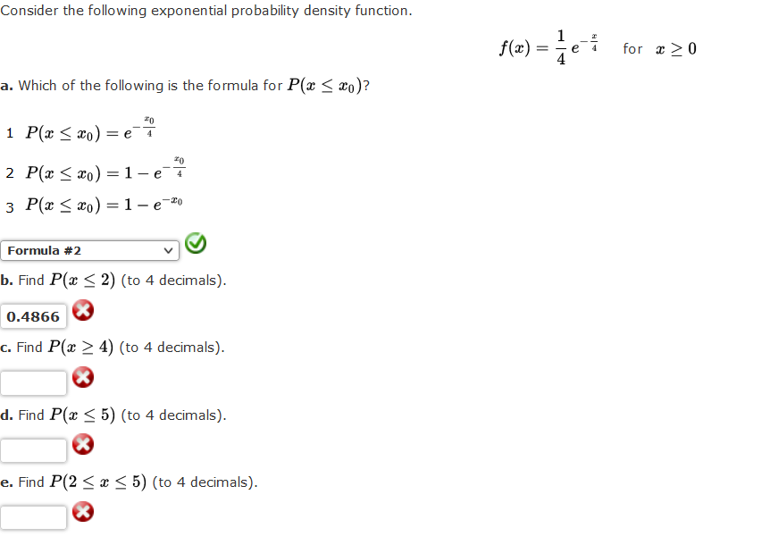 Solved Consider the following exponential probability | Chegg.com