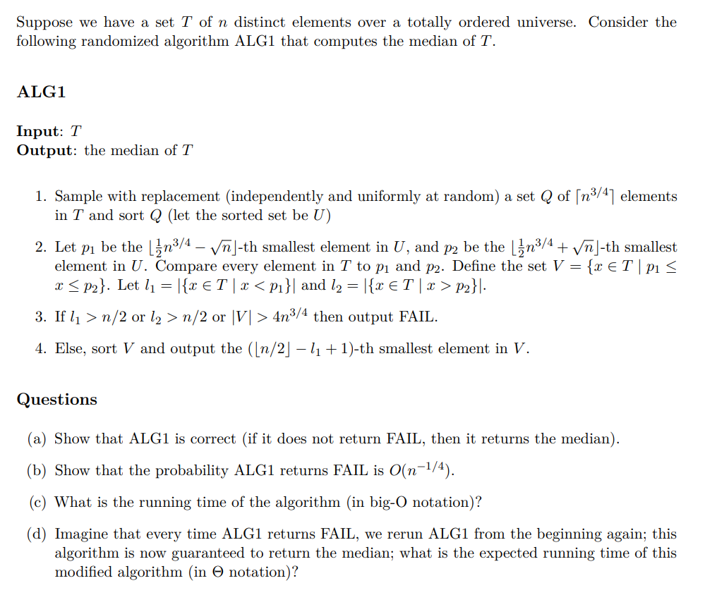 Solved Questions(a) ﻿Show that ALG1 ﻿is correct (if it does | Chegg.com