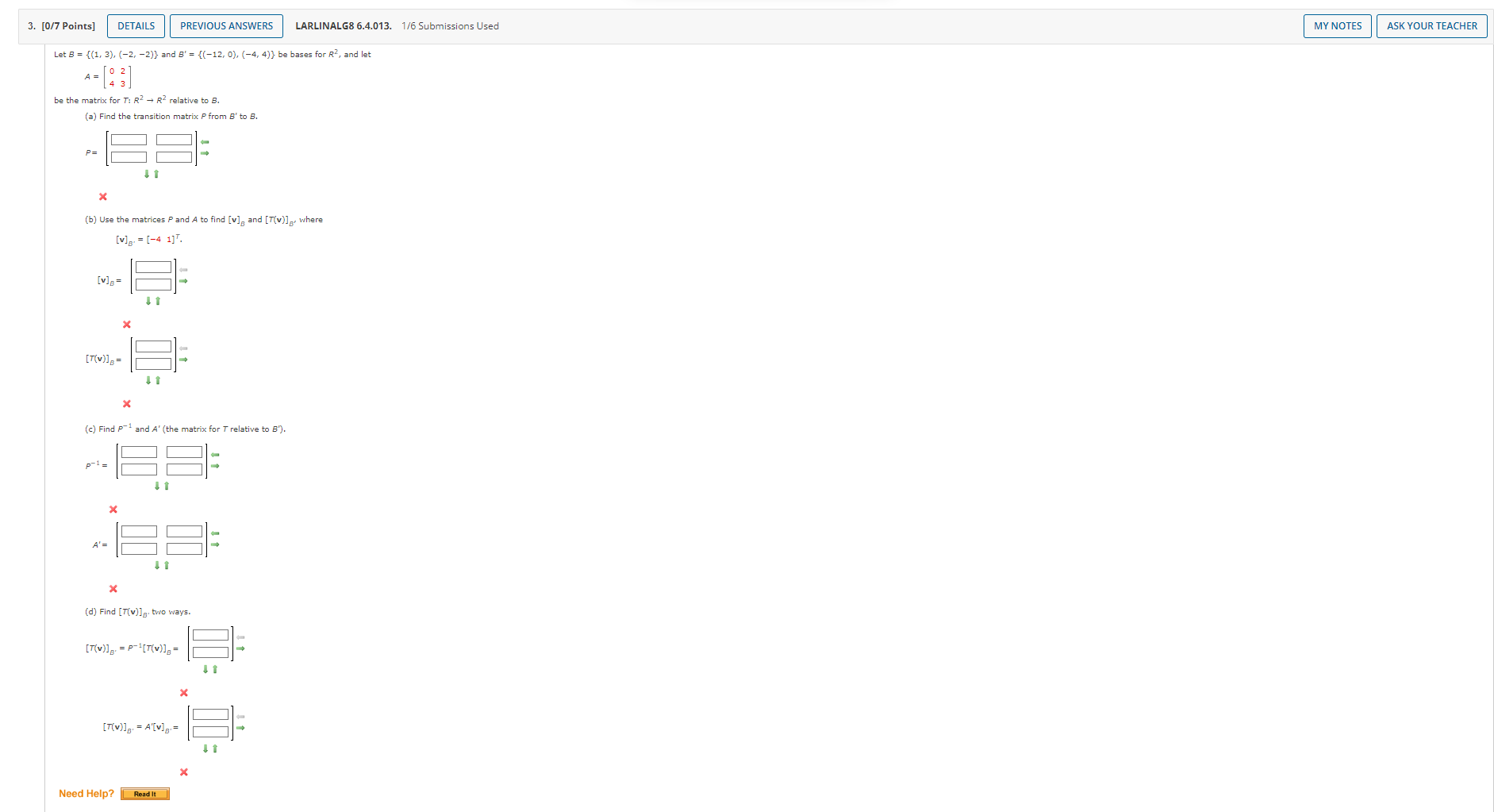 Solved \\[ A=\\left[\\begin{array}{ll} 0 & 2 \\\\ 4 & 3 | Chegg.com