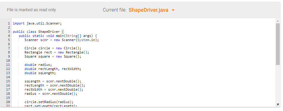 Solved 11.10 LAB^: Shapes (abstract) Write an abstract | Chegg.com