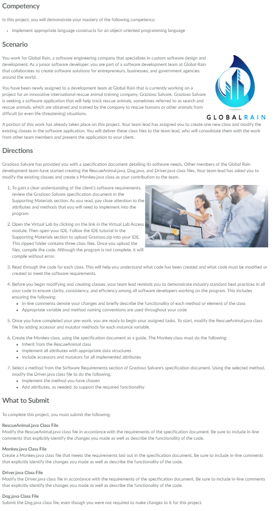 IT - 145 Driver Class for Project 2 Grazioso Salvare | Chegg.com