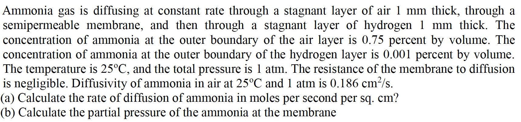 Ammonia gas is diffusing at constant rate through a | Chegg.com