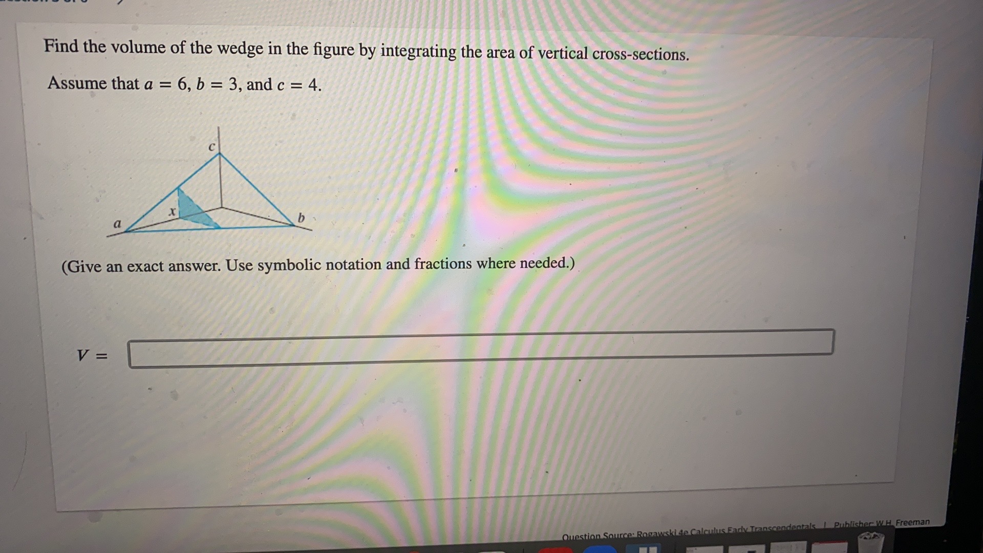 Solved Find the volume of the wedge in the figure by | Chegg.com