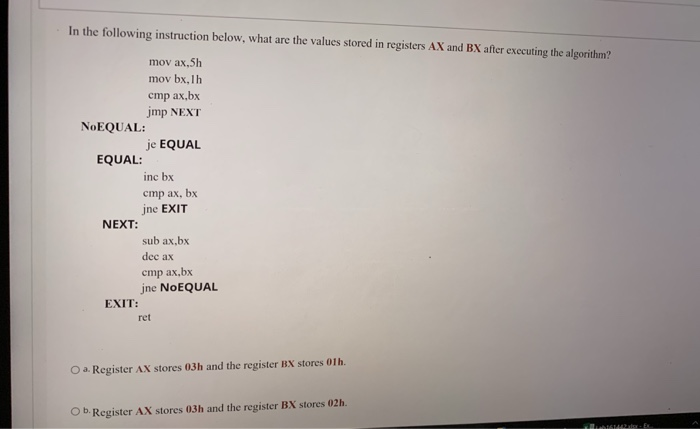 Solved After the bitwise XOR instruction is executed in the | Chegg.com