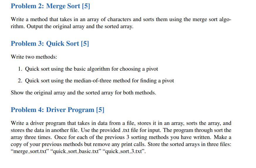 Solved Write a method that takes in an array of characters | Chegg.com