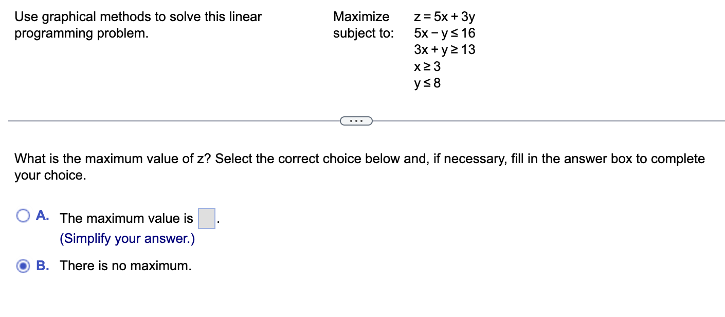 Solved Use graphical methods to solve this linear Maximize | Chegg.com