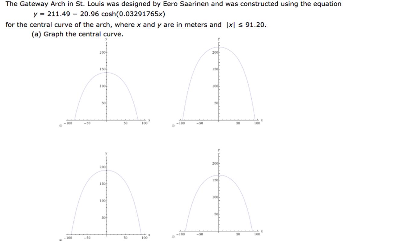 (a) Find the height of the arc at the center (c) At | Chegg.com