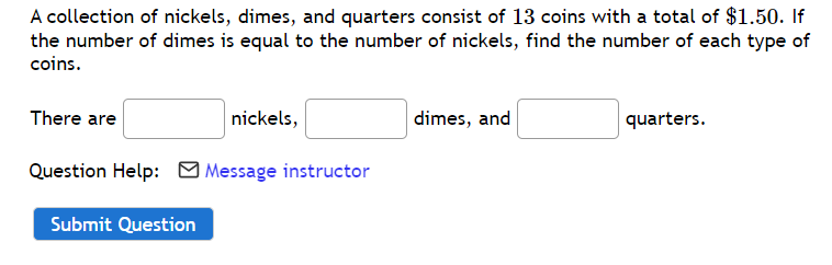 Solved A collection of nickels, dimes, and quarters consist | Chegg.com