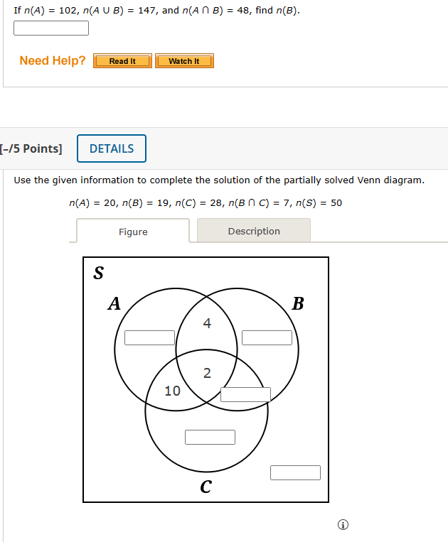 Solved If N A 102 N Aв єb 147 And N Aв B 48 Find N B 5 Chegg