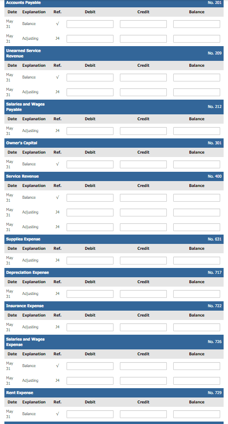Solved Post the adjusting entries to the ledger accounts. | Chegg.com