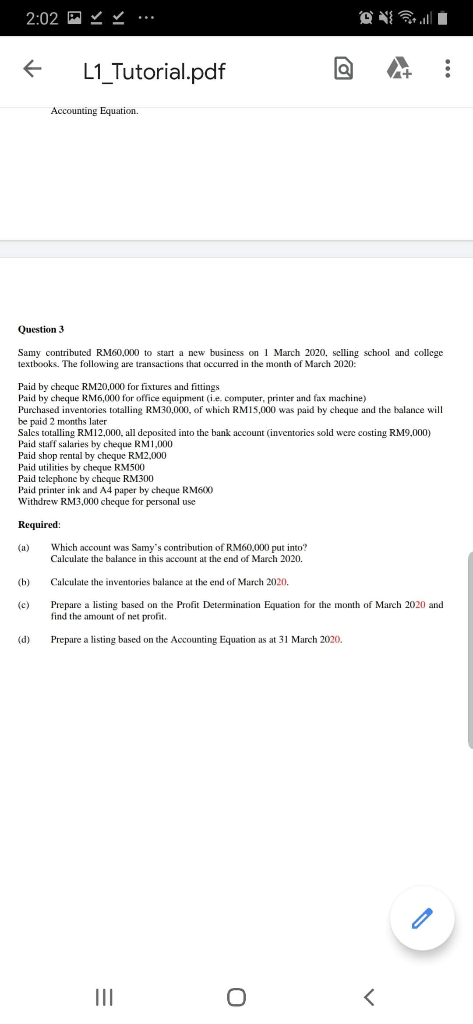 Solved 2:02 ... € L1_Tutorial.pdf Accounting Equation. | Chegg.com