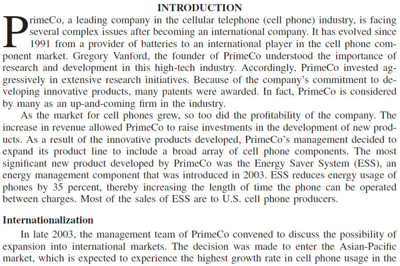 Solved INTRODUCTION rimeCo, a leading company in the | Chegg.com