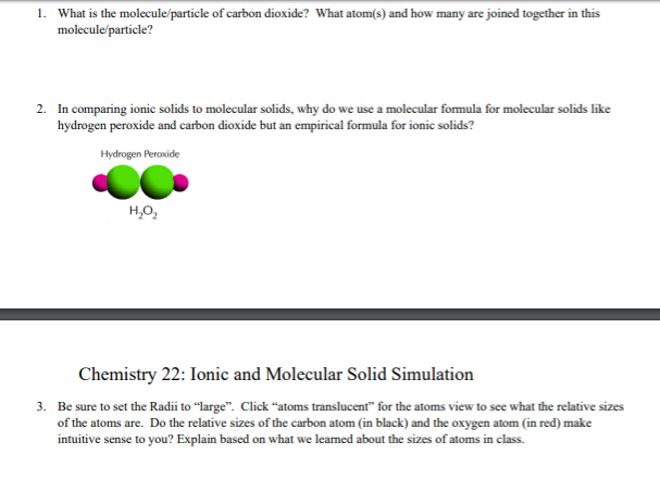 Solved 1. Remember that a molecule is a collection of atoms | Chegg.com
