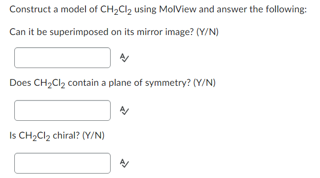 Solved Construct a model of CH2Cl2 using MolView and answer | Chegg.com