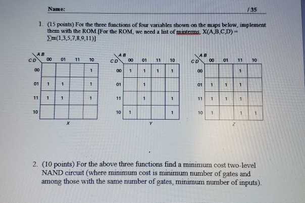 Solved Name: 135 1. (15 points) For the three functions of | Chegg.com