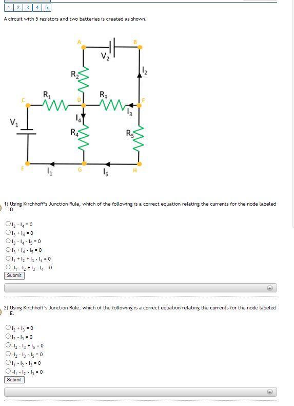 Solved A circuit with 5 resistors and two batteries is | Chegg.com