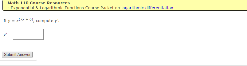 Solved Math 110 Course Resources - Exponential \& | Chegg.com