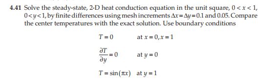 Solved 4.41 Solve the steady-state, 2-D heat conduction | Chegg.com