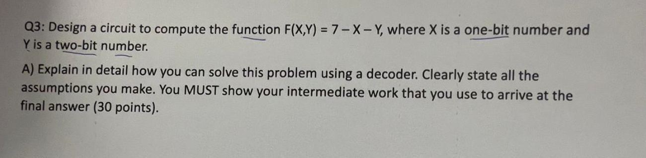 Solved Q3: Design a circuit to compute the function | Chegg.com