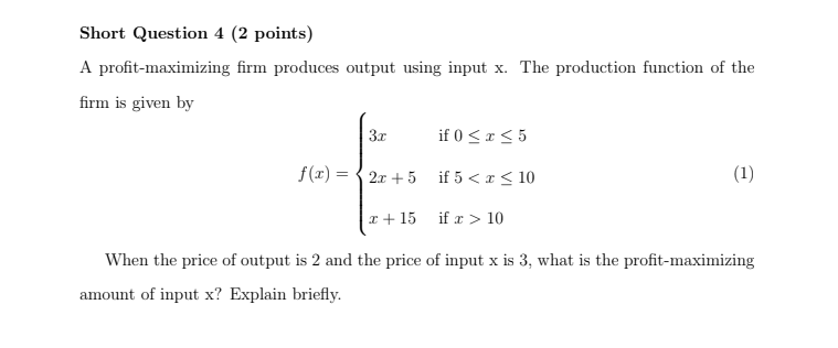 Solved A profit-maximizing firm produces output using input | Chegg.com Solved A profit-maximizing firm produces output using input | Chegg.com