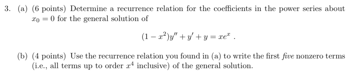 Solved Determine A Recurrence Relation For The Coefficients