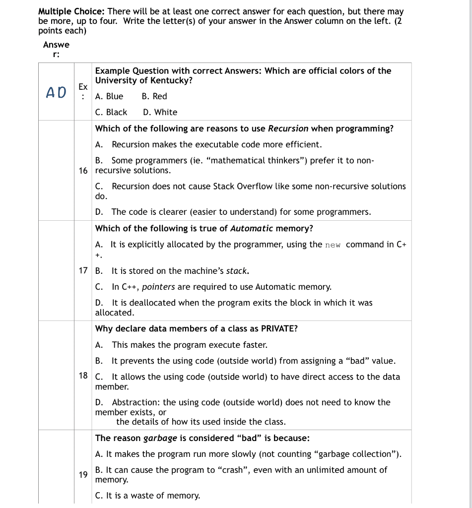 Solved Multiple Choice: There will be at least one correct | Chegg.com